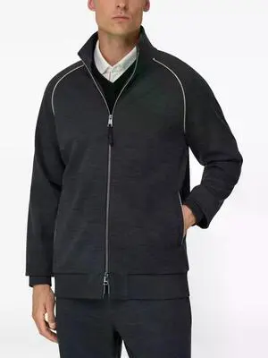 Boggi Milano Full-zip Diagonal Weave Wool-blend Sweatshirt