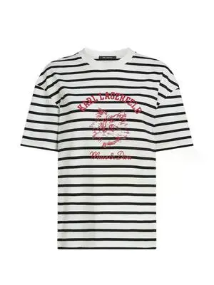 Karl Lagerfeld Ikon Choupette Muse Striped T-shirt - White
