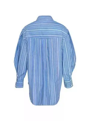 GANNI Striped Pleated-sleeve Shirt