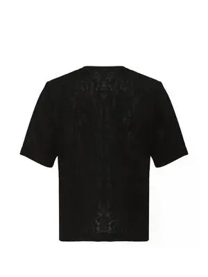 RENLI SU Lace Pattern Bow Detail T-shirt