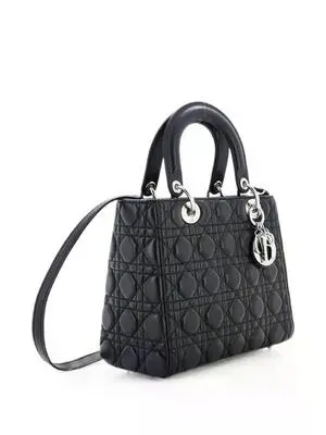 Dior Lady Cannage Quilt Lambskin Satchel - Black