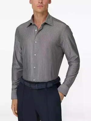 Boggi Milano Polo Shirt Striped Japanese Jersey Regular Fit - Grey