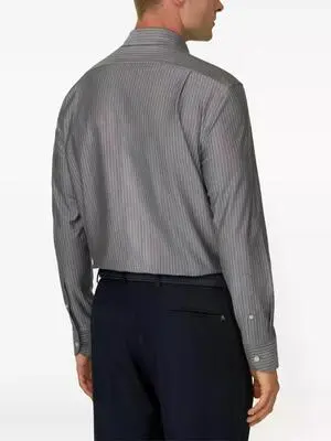 Boggi Milano Polo Shirt Striped Japanese Jersey Regular Fit - Grey