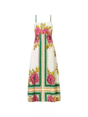 NEMA Floral-print Spaghetti-strap Maxi Dress - White