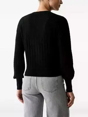 Guess Flower-button Pointelle-knit Cardigan