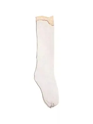 Valentino Garavani Lace-trim Mesh Socks - Neutrals