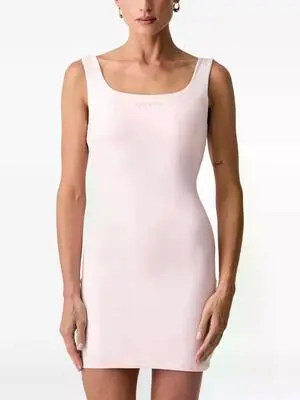 Guess Logo-embellished Scoop-neck Mini Dress - Pink