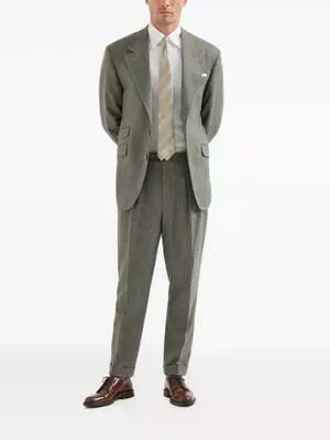 Brunello Cucinelli Virgin Wool Flannel Cavallo Tailor Blazer With Metal Buttons