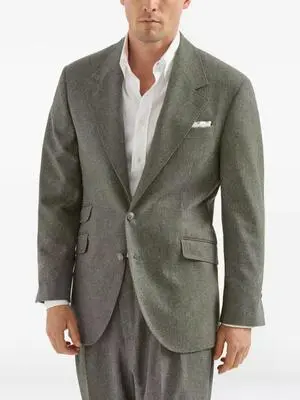 Brunello Cucinelli Virgin Wool Flannel Cavallo Tailor Blazer With Metal Buttons