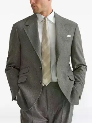 Brunello Cucinelli Virgin Wool Flannel Cavallo Tailor Blazer With Metal Buttons