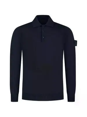 Stone Island Logo-patch Long-sleeve Polo Shirt - Blue