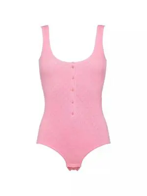 ERES Gourmandise Pointelle-knit Button-up Bodysuit - Pink