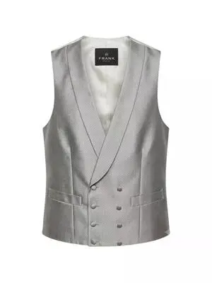 FRANKS Frank Double-breasted Jacquard Waistcoat - Grey