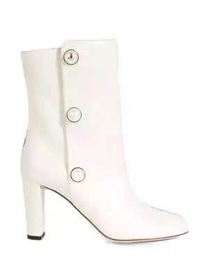 JIMMY CHOO Rina Faux-pearl Embellished Ankle Boots - White