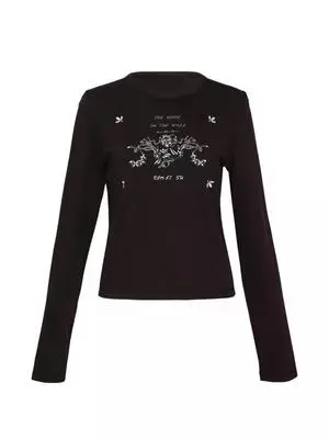 RENLI SU Graphic-print Long-sleeve T-shirt - Black