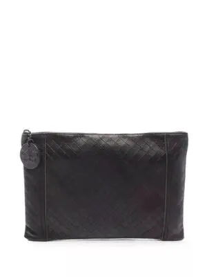 Bottega Veneta 2000s Intrecciato-leather Clutch Bag - Brown