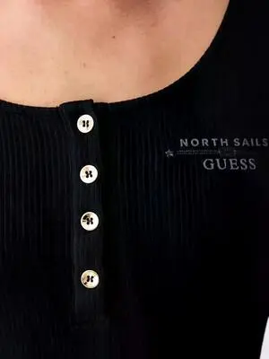 Guess Ribbed-knit Long-sleeve Top