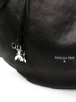 Patrizia Pepe Leather Shoulder Bag With Logo Plaque