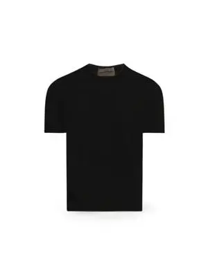 AMARANTO Linen Short-sleeve Sweater - Black