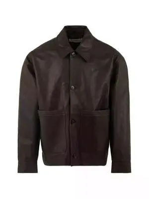 AMARANTO Long-sleeve Leather Jacket - Brown