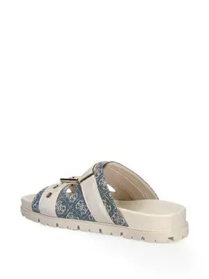 Guess Logo Print Buckle Strap Sandals - Blue