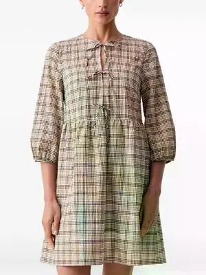 Marc O'polo Checked Tie-fastening Mini Dress