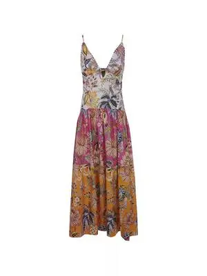 Farm Rio Floral-print Midi Dress - Pink