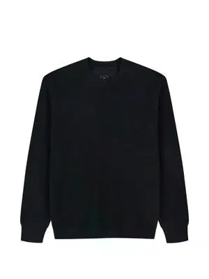 Boggi Milano Crew Neck Jumper In Merino Wool Blend Wooltech - Black