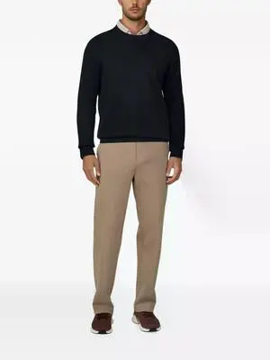 Boggi Milano Crew Neck Jumper In Merino Wool Blend Wooltech