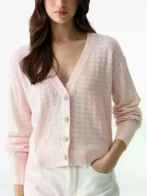 Guess Pointelle-knit Flower-button Cardigan