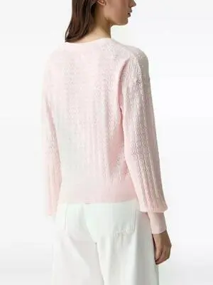 Guess Pointelle-knit Flower-button Cardigan