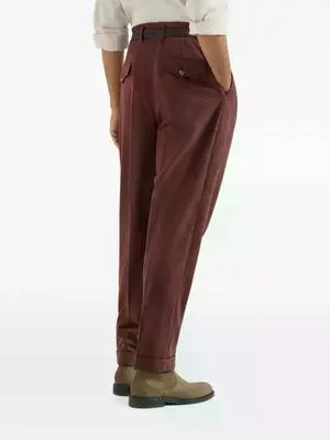 Brunello Cucinelli Virgin Wool And Cashmere Flannel Trousers With Double Pleats - Red