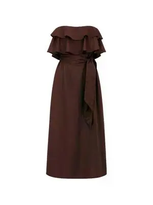 HANITA Ruffled-detail Belted Dress - Brown