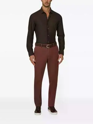 Boggi Milano Shirt In Stretch Nylon B Tech Slim Fit - Brown
