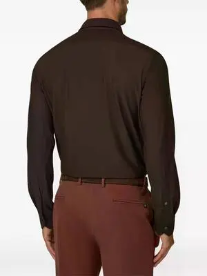 Boggi Milano Shirt In Stretch Nylon B Tech Slim Fit - Brown