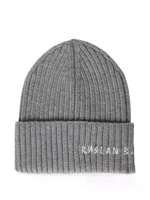 Ruslan Baginskiy Logo-embroidered Ribbed-knit Beanie Hat - Grey
