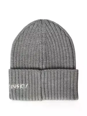 Ruslan Baginskiy Ribbed Knit Beanie Hat With Embroidered Logo