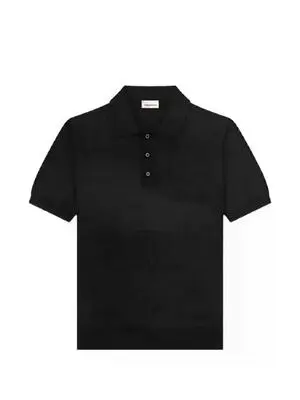 AMARANTO Linen-knit Polo Shirt - Black
