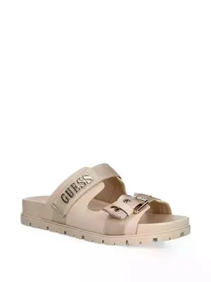 Guess Faxona Buckle-fastening Logo-plaque Sandals - Neutrals