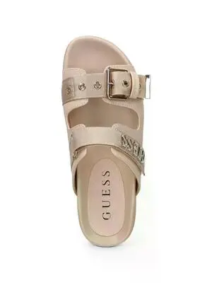 Guess Faxona Buckle-fastening Logo-plaque Sandals - Neutrals