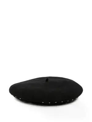 Emporio Armani Studded Logo-embroidered Beret - Black