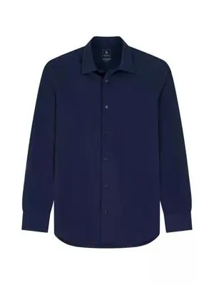 Boggi Milano Polo Shirt In Japanese Jersey Twill Regular Fit - Blue