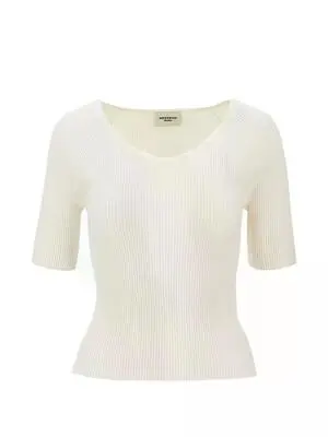 Max Mara Ribbed-knit Short-sleeve Sweater - Neutrals