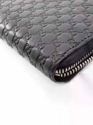 Gucci 2010s Micro Gg Leather Wallet - Black