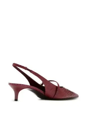 Tory Burch Double T Snakeskin-effect Slingback Pumps