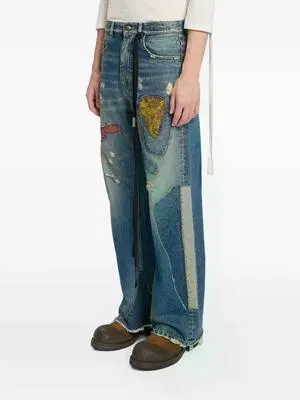 ANN DEMEULEMEESTER Distressed Patchwork Jeans - Blue