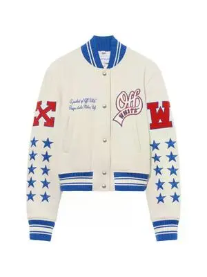 Off-White Embroidered Bomber Jacket - Neutrals