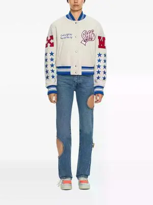 Off-White Embroidered Bomber Jacket - Neutrals