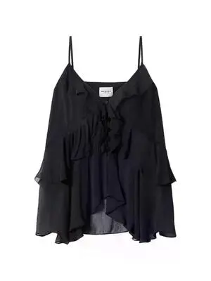 MARANT ETOILE Briara Ruffled Chiffon Top - Black