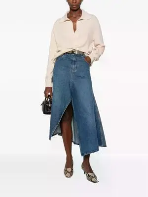 Victoria Beckham Asymmetric-hem Front-slit Skirt - Blue